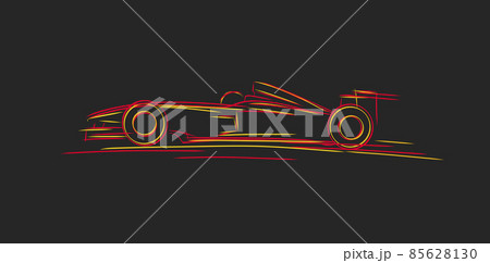 Bolide sport car side view line sketch...のイラスト素材 [85628130] - PIXTA