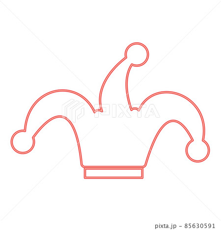 Neon jester's cap red color vector illustration...のイラスト素材 [85630591 ...