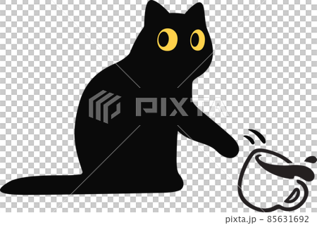 Cat knocking cup off table - Stock Illustration [85631692] - PIXTA