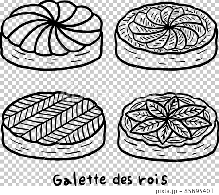 Galette des Rois illustration material set line... - Stock Illustration ...