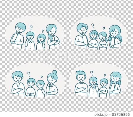 Illustration set of a family of four thinking - Stock Illustration ...