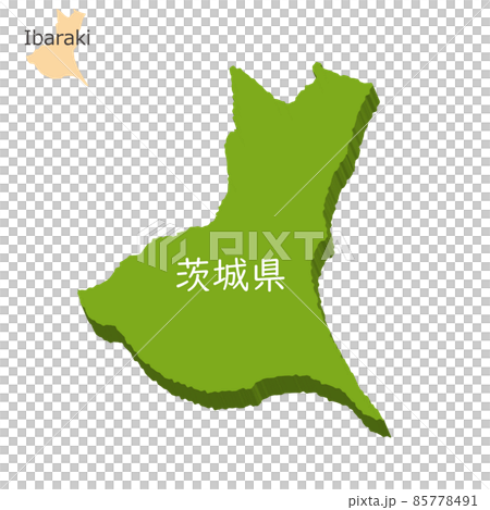 Three-dimensional map of Ibaraki Prefecture, icon - Stock Illustration ...