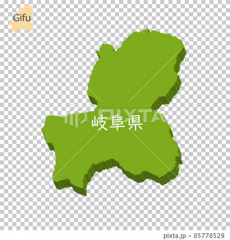Gifu prefecture icon, three-dimensional map - Stock Illustration ...