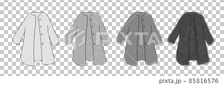 Gray long coat illustration set - Stock Illustration [85816576] - PIXTA