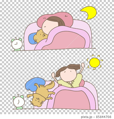 Girls and dogs to keep early hours - Stock Illustration [85844708] - PIXTA