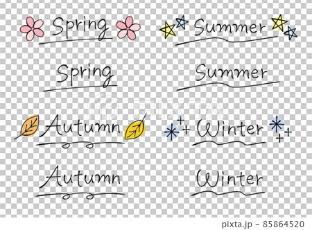 Four seasons handwritten character set English - Stock Illustration ...