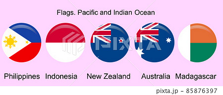 Flags of Oceania countries in original colors....のイラスト素材 [85876397] - PIXTA