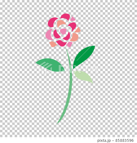 Illustration of a simple pink rose - Stock Illustration [85883596] - PIXTA