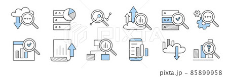 Data analysis doodle icons, line art vector signsのイラスト素材 [85899958] - PIXTA