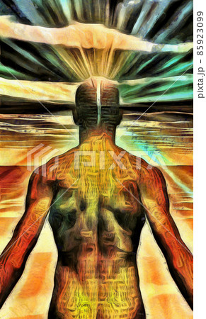 Man light radiating from mindのイラスト素材 [85923099] - PIXTA