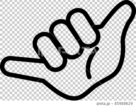 Simple hand aloha pose illustration (line only) - Stock Illustration ...