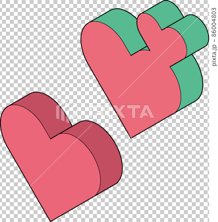 A heart icon with a simple left-sided isometric... - Stock Illustration ...