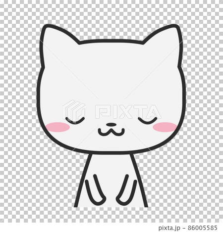 Upper body white cat bowing - Stock Illustration [86005585] - PIXTA