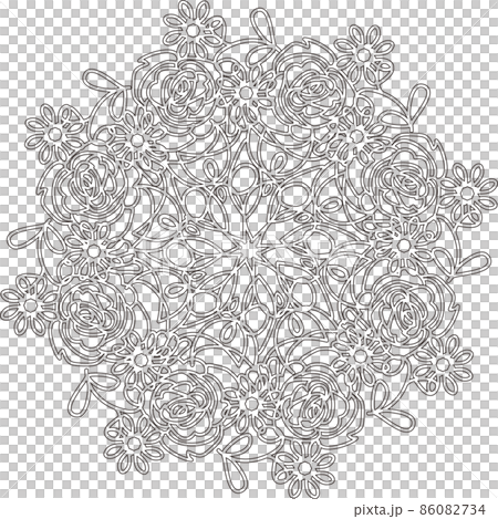 Gorgeous plant pattern line drawing - Stock Illustration [86082734] - PIXTA