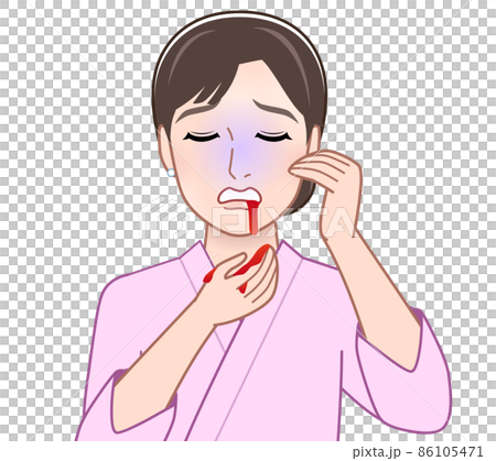 Female who vomited due to illness - Stock Illustration [86105471] - PIXTA