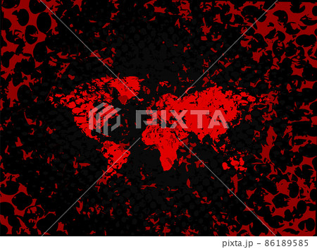 Grunge red color world map with cracks and...のイラスト素材 [86189585] - PIXTA