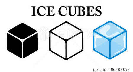 Ice cube icon collection. Cartoon silhouette...のイラスト素材 [86208858] - PIXTA
