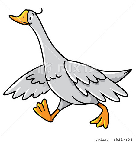 Funny goose. Farm animals kids vector illustrationのイラスト素材 [86217352 ...