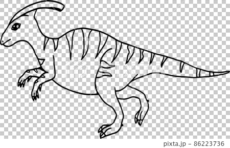 Parasaurolophus line drawing - Stock Illustration [86223736] - PIXTA