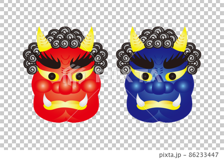 Setsubun Red Demon and Blue Demon Illustration - Stock Illustration ...