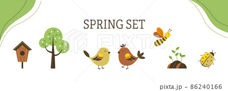 Vector illustration of cartoon spring set design.のイラスト素材 [86240166] - PIXTA