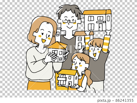 Family having fun talking about the design of... - Stock Illustration ...