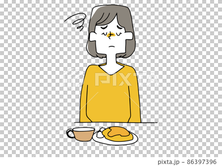 Female who does not eat meals Comical... - Stock Illustration [86397396 ...