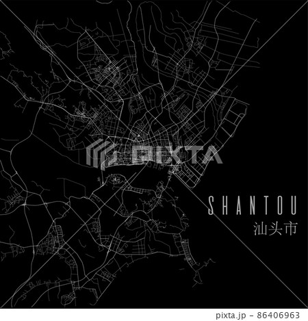 Shantou city province vector map poster. China...のイラスト素材 [86406963] - PIXTA