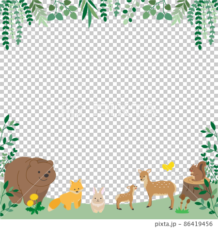Forest animal frame with the image of botanical... - Stock Illustration ...