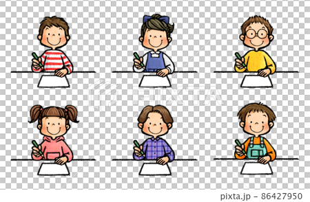 Children writing something (test, questionnaire) - Stock Illustration ...