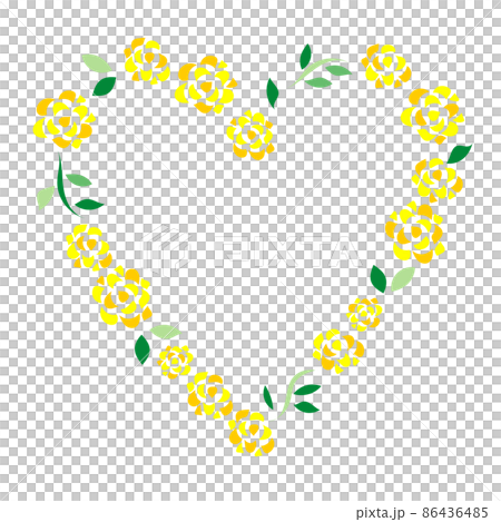 A simple yellow rose heart-shaped frame - Stock Illustration [86436485 ...