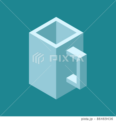 Isometric illustration of a mug on blue backgroundのイラスト素材 [86469436 ...