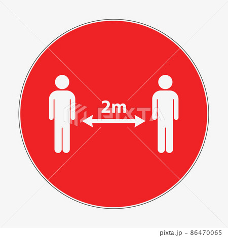 Two meters distance between people red circleのイラスト素材 [86470065] - PIXTA