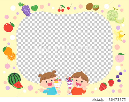 Cute frames of children and various fruits - Stock Illustration ...