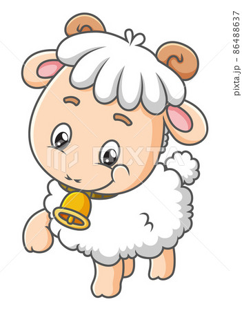 The cute baby sheep in walking with the happy...のイラスト素材 [86488637] - PIXTA