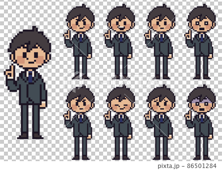 Pixel art and pointing of a man in a suit in... - Stock Illustration ...