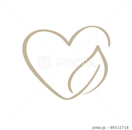 Beige vector icon heart shape and leaf. Can be...のイラスト素材 [86512718] - PIXTA