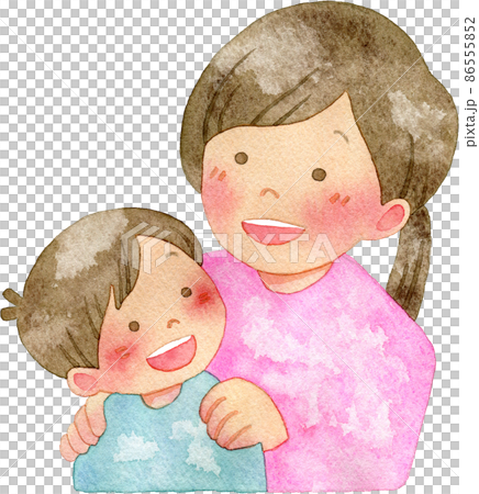 Illustration of a child looking back at his... - Stock Illustration ...