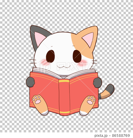 Reading a calico cat - Stock Illustration [86588769] - PIXTA
