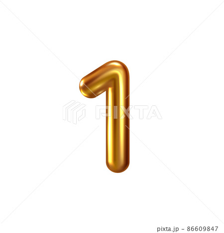3d golden embossed number one on white background.のイラスト素材 [86609847 ...