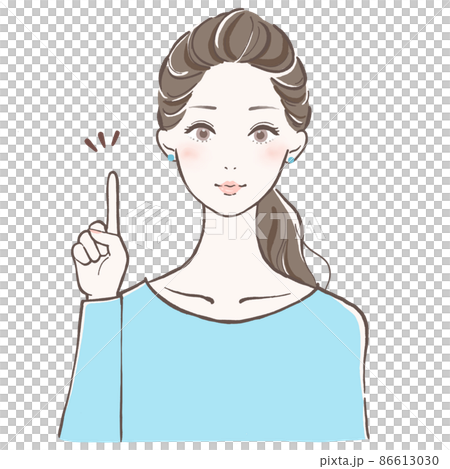 Adult female pointing pose ponytail - Stock Illustration [86613030] - PIXTA