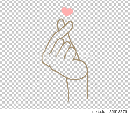 A heart-shaped hand sign made with fingers Kyun - Stock Illustration ...