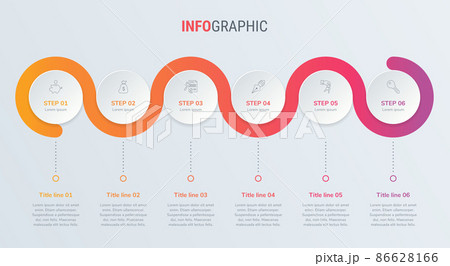 Red timeline infographic design vector. 6...のイラスト素材 [86628166] - PIXTA