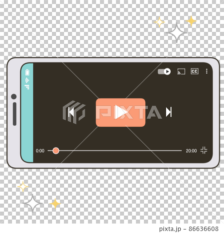 Smartphone video playback app screen - Stock Illustration [86636608 ...