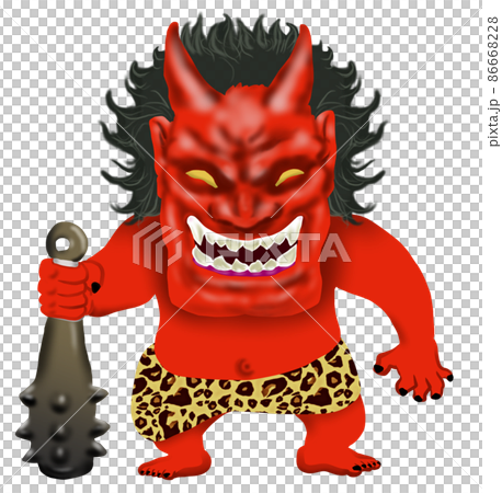 A red demon whose smile is too scary - Stock Illustration [86668228 ...