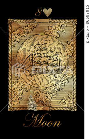 Moon card from the oracle Old Marine Lenormand...のイラスト素材 [86693915] - PIXTA