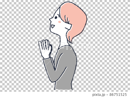 A woman who is happy to look up (profile)... - Stock Illustration ...