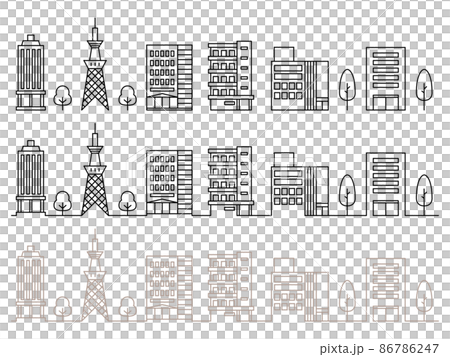 Cityscape / Building / Tower / Line drawing - Stock Illustration ...