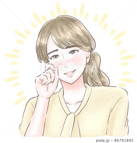 笑顔で涙を流すブラウスの女性 水彩風のイラスト素材 [86791895] - PIXTA