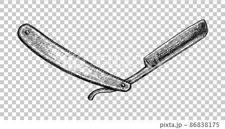 Straight razor ink sketch. - Stock Illustration [86838175] - PIXTA